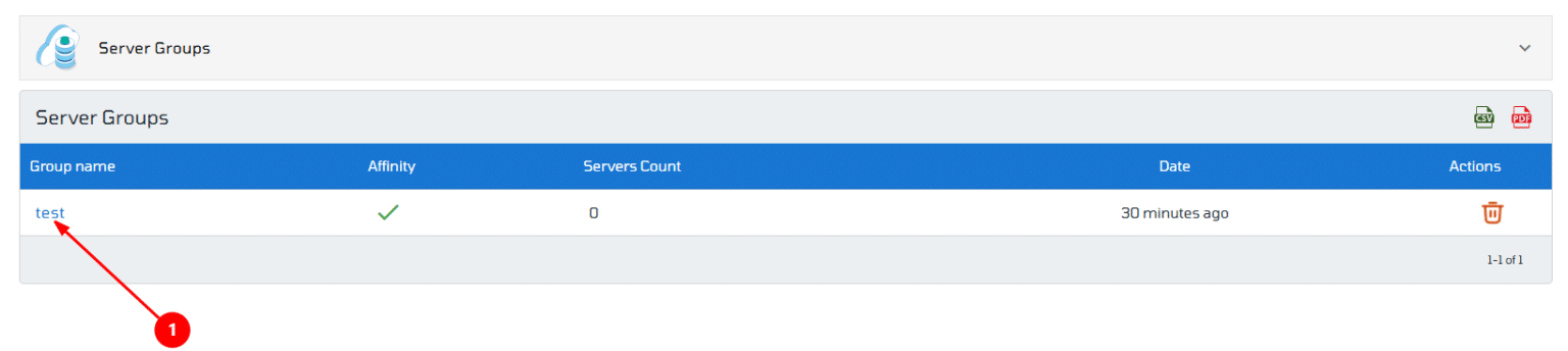 Control Panel – Server Groups