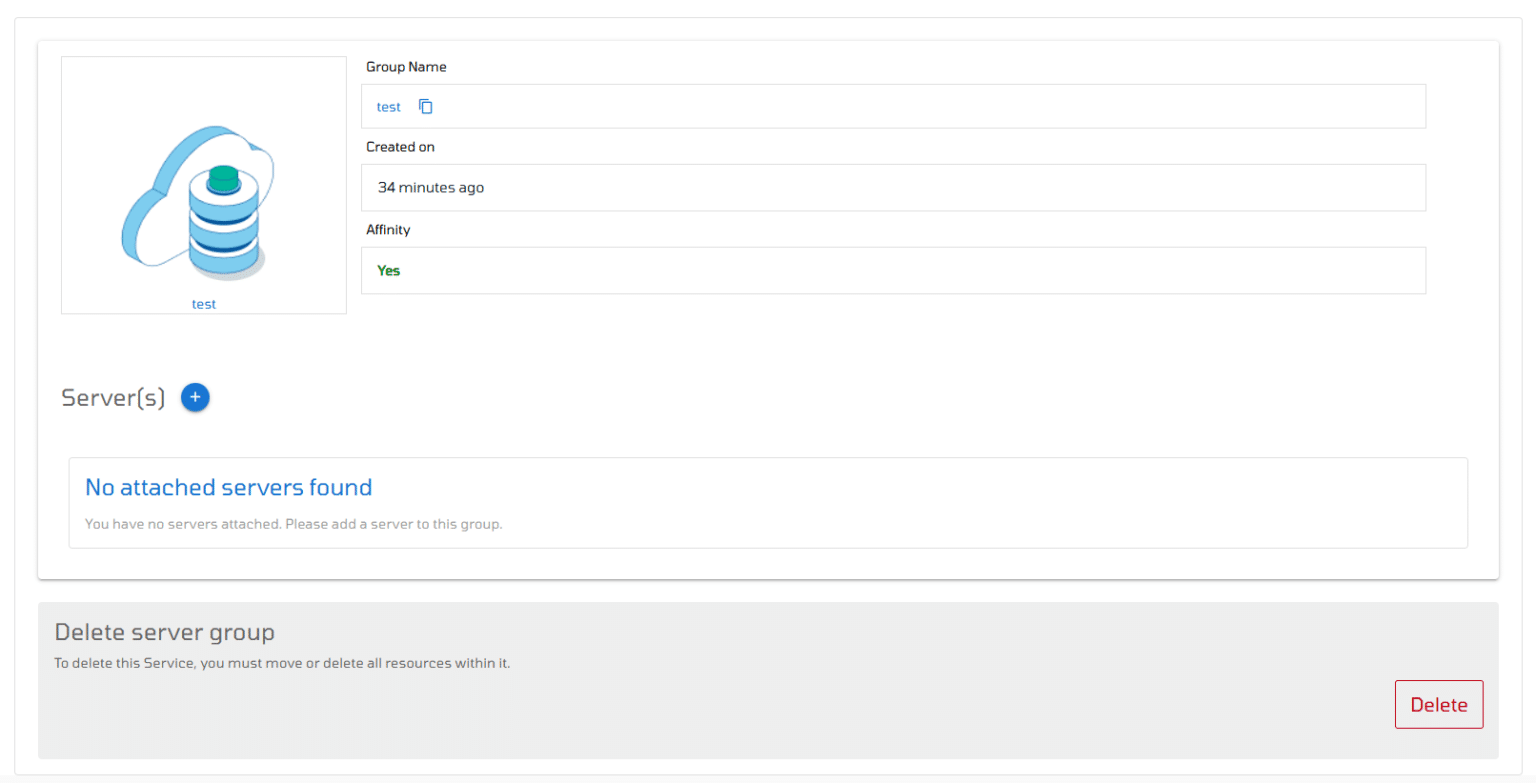 Control Panel – Server Groups